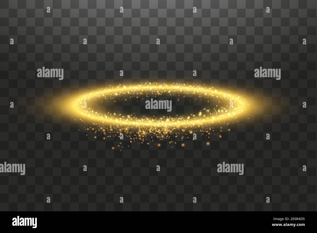 Golden halo angel ring. Isolated on black transparent background ...