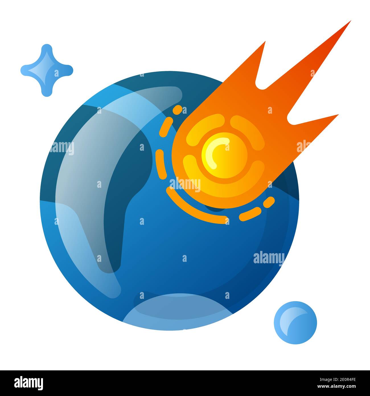 illustration of the fireball asteroid falling on the earth icon Stock ...