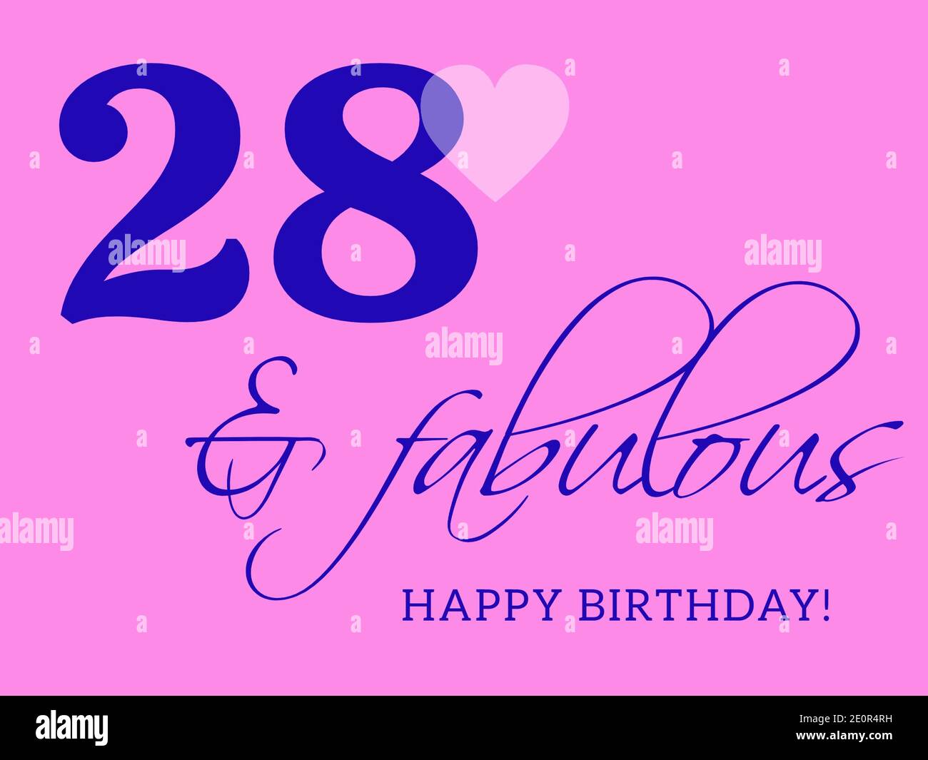 28th happy birthday card illustration in retro style Stock Photo - Alamy