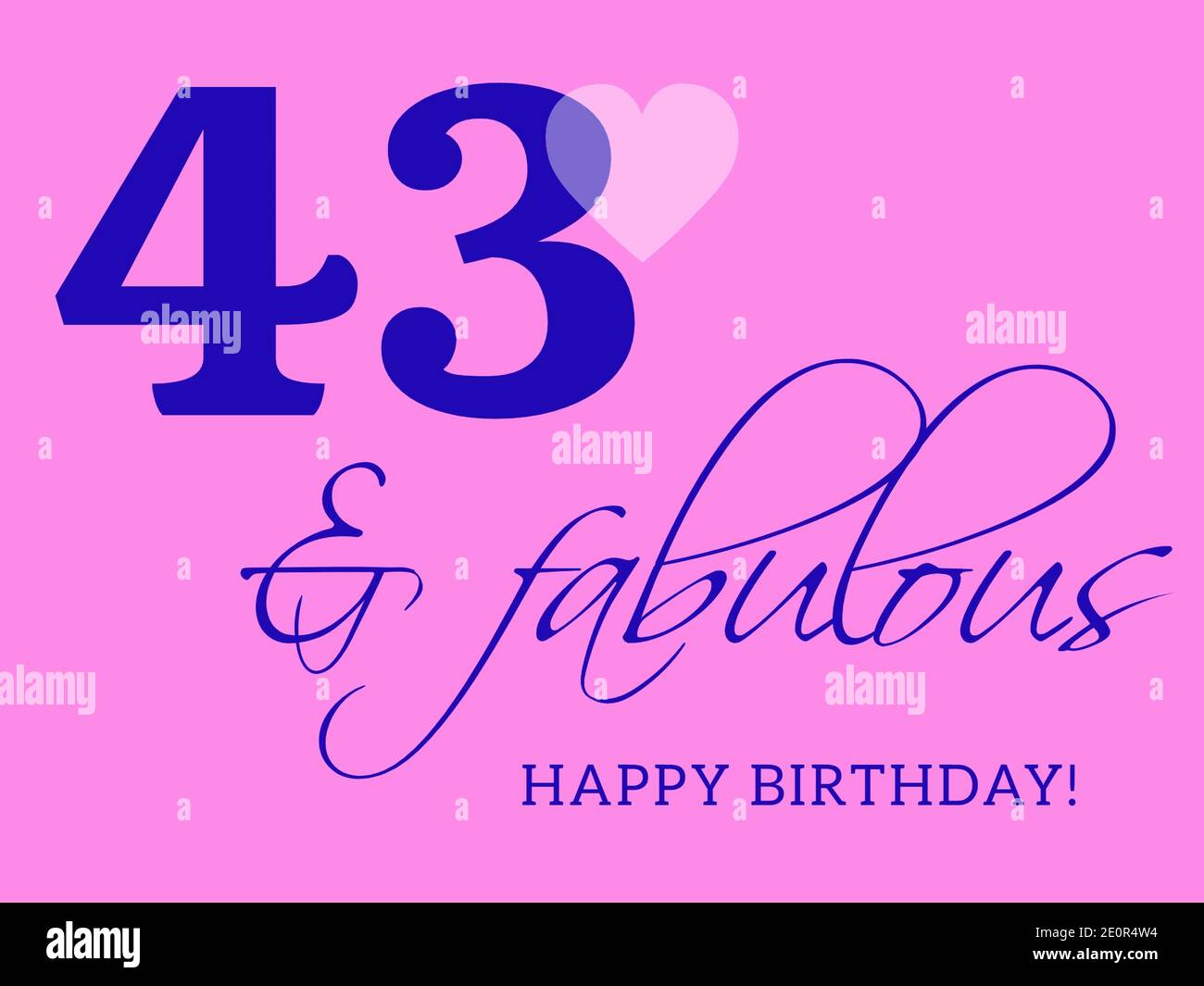 43rd happy birthday card illustration in retro style Stock Photo - Alamy