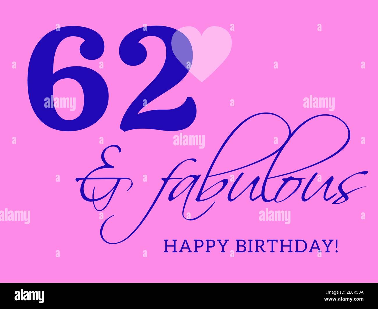62nd happy birthday card illustration in retro style Stock Photo - Alamy