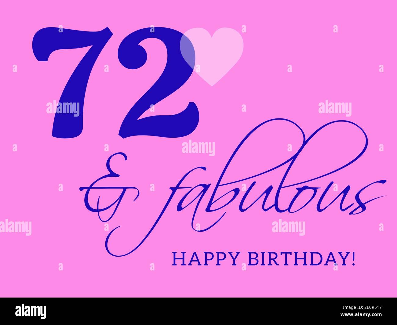 72nd happy birthday card illustration in retro style Stock Photo - Alamy