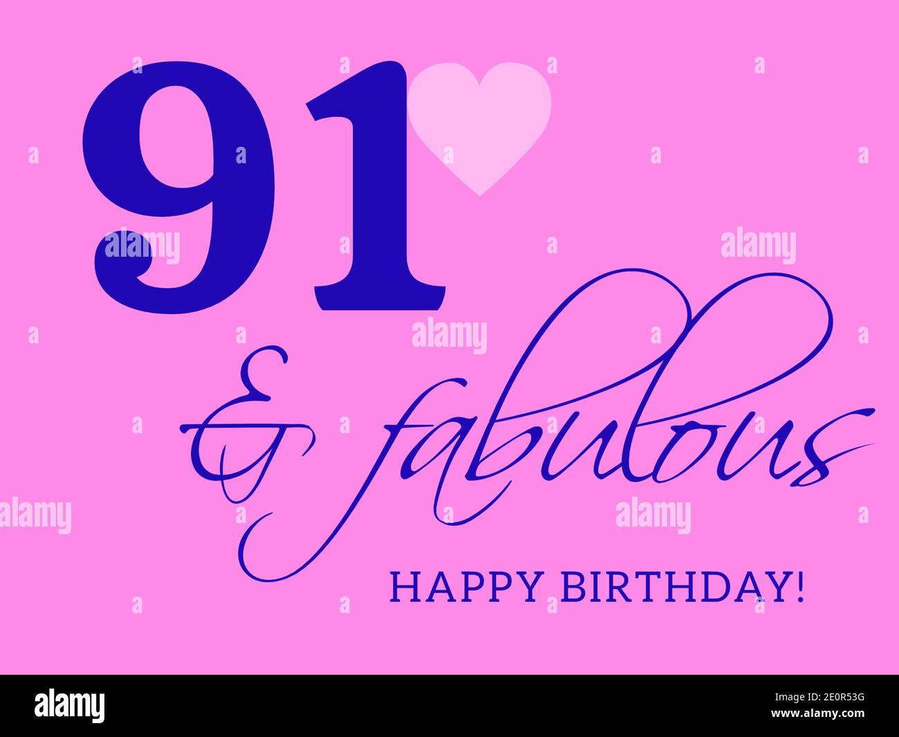 91st happy birthday card illustration in retro style Stock Photo - Alamy