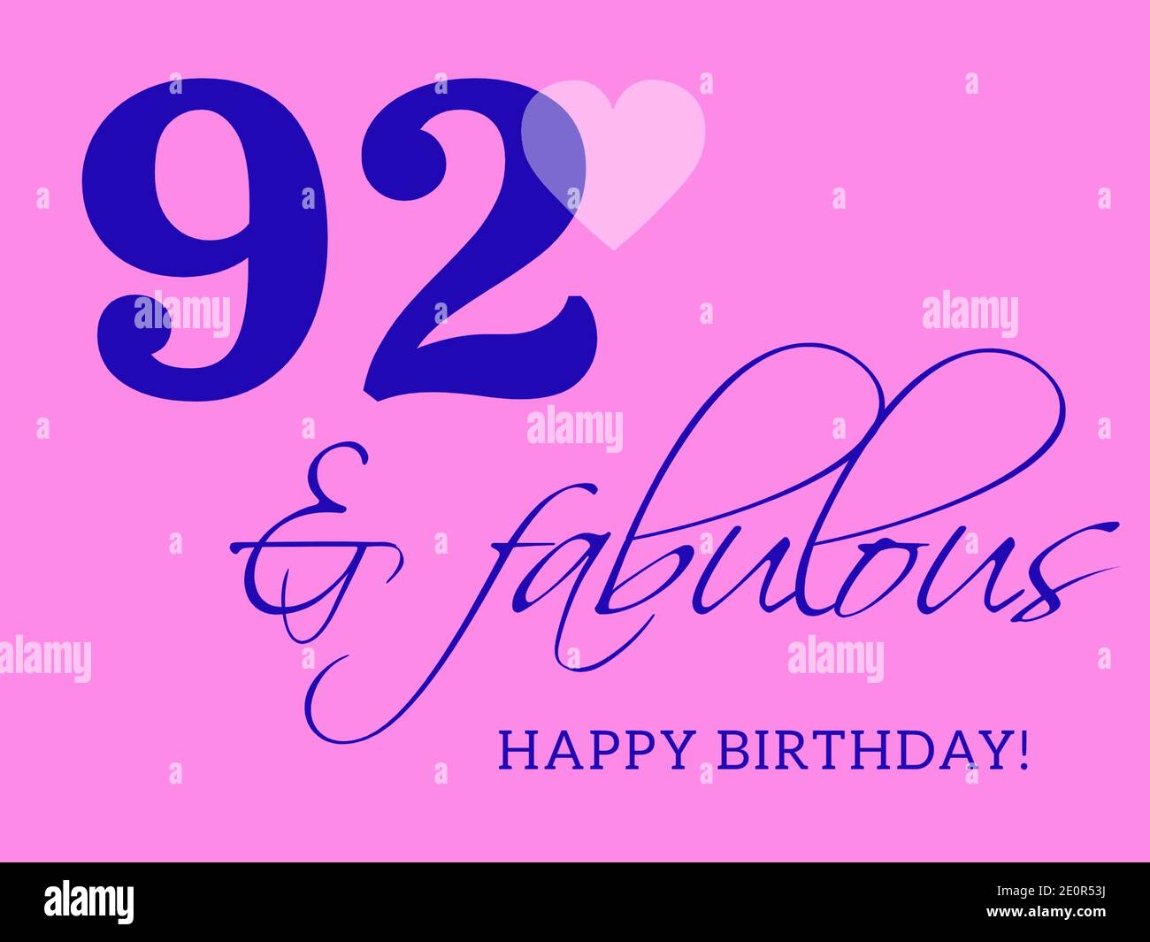 92nd happy birthday card illustration in retro style Stock Photo - Alamy