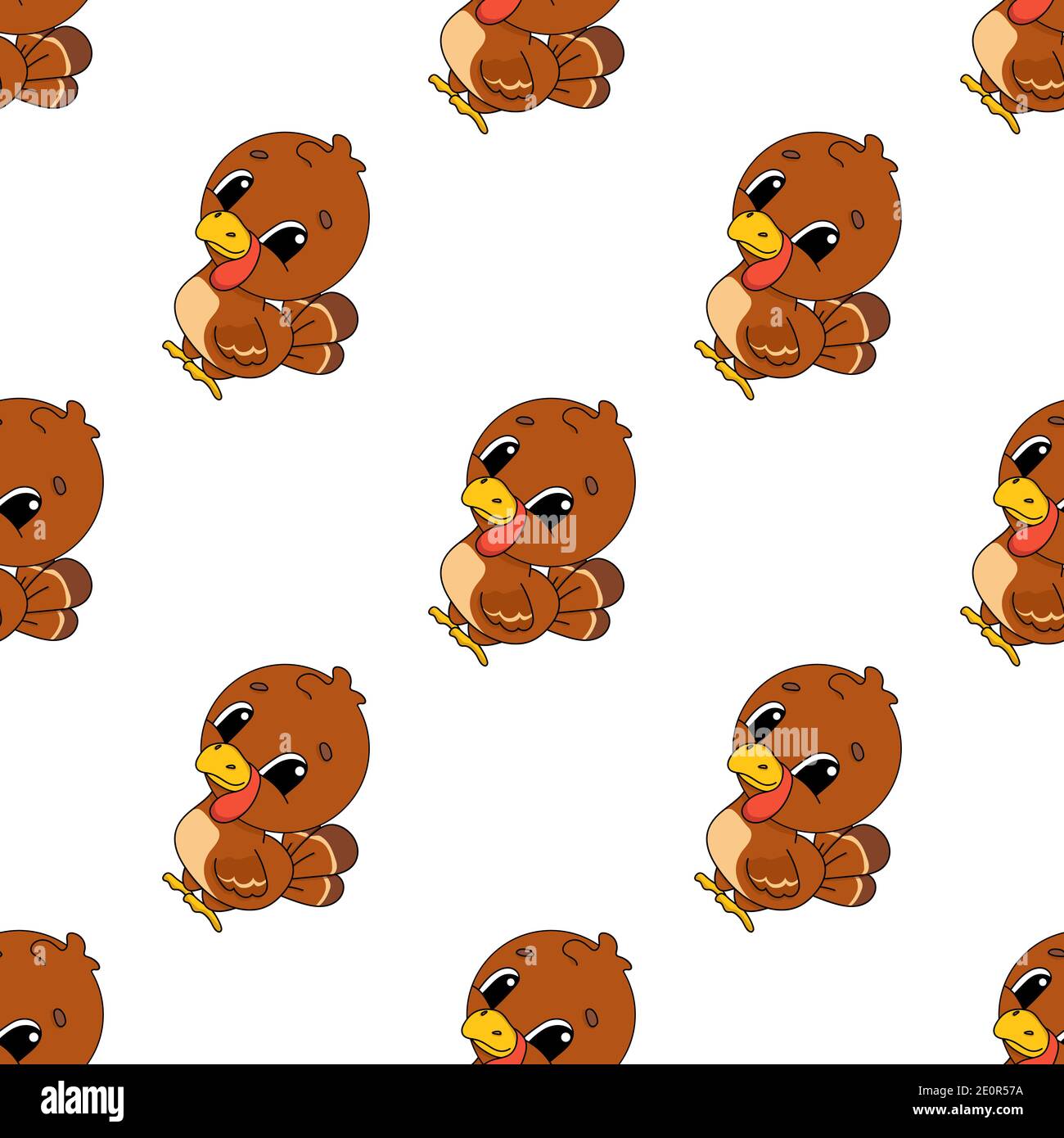 Colored seamless pattern with cute cartoon character. Simple flat ...
