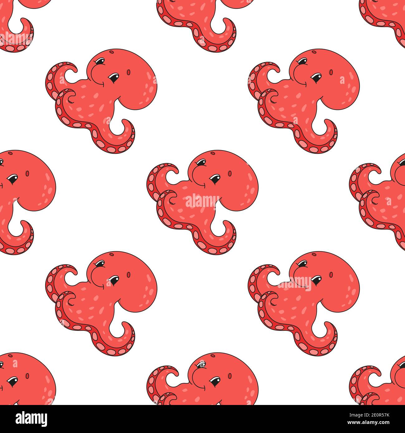 Colored seamless pattern with cute cartoon character. Simple flat ...
