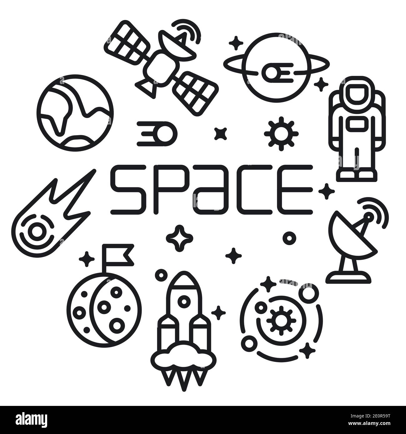 Illustration of the concept space icon in outline style for for web ...