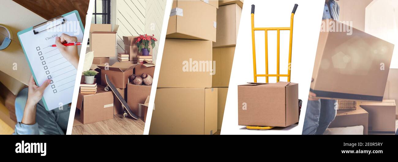 Moving House - illustration of the different stages of a move - Web ...