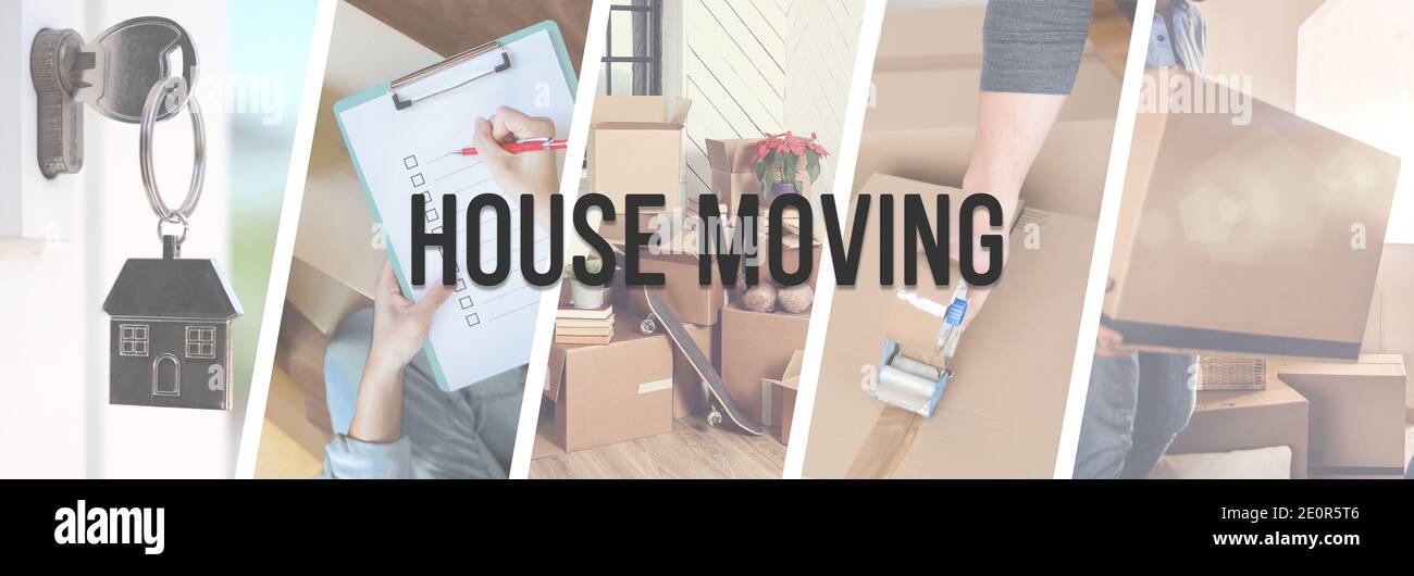 Moving House - illustration of the different stages of a move - Web ...