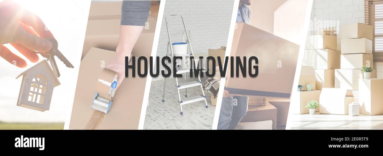 Moving House - illustration of the different stages of a move - Web ...