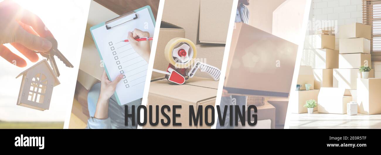 Moving House - illustration of the different stages of a move - Web ...