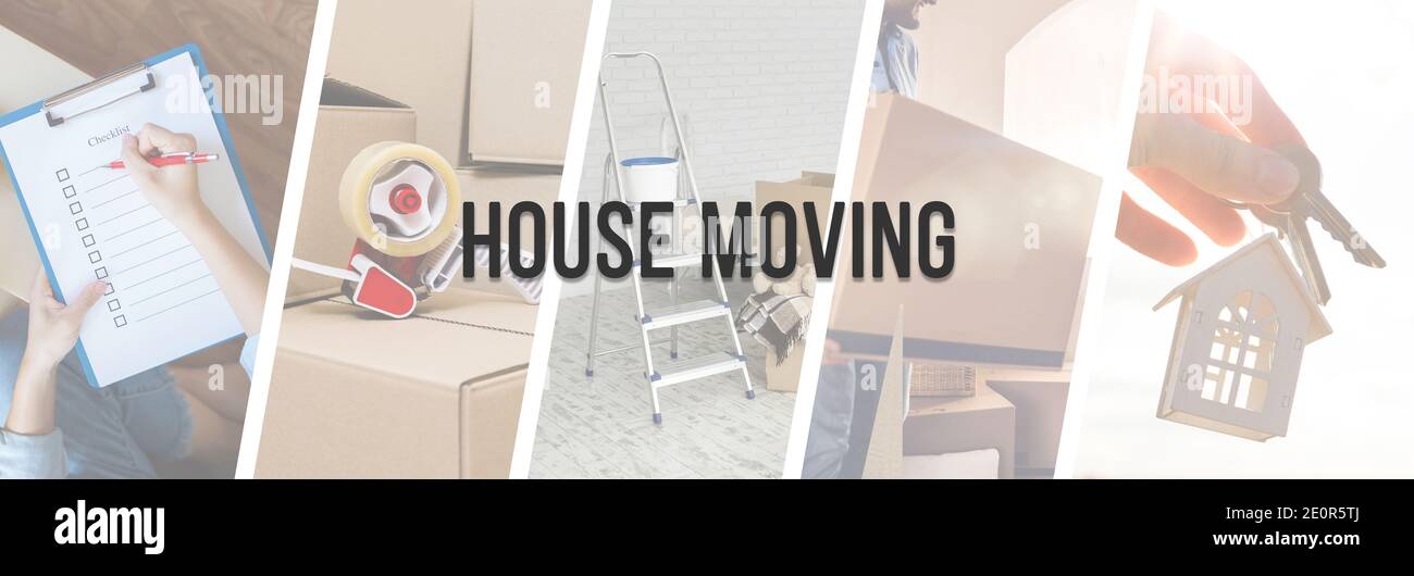 Moving House - illustration of the different stages of a move - Web ...