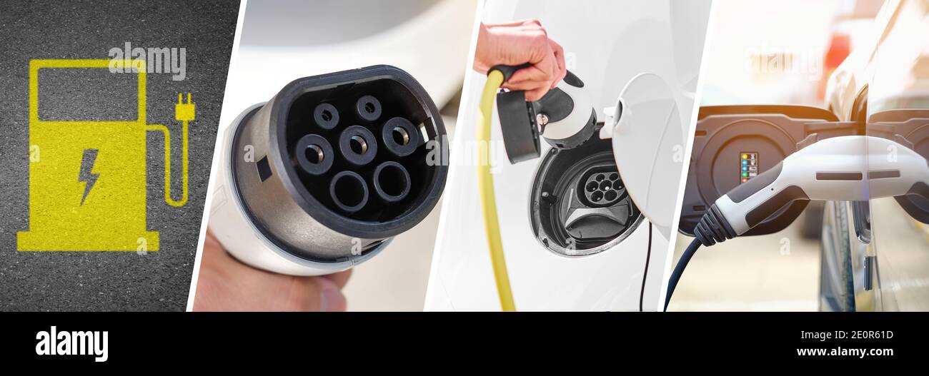 Electric Car Advertising Template - Banner Illustration with 4 Photos ...