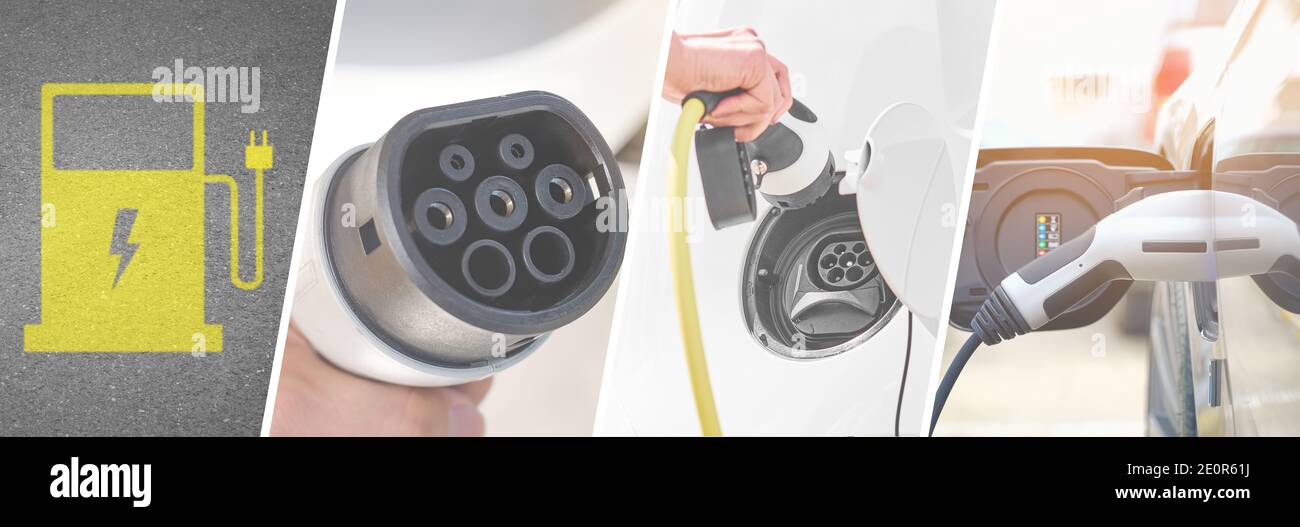 Electric Car Advertising Template - Banner Illustration with 4 Photos ...