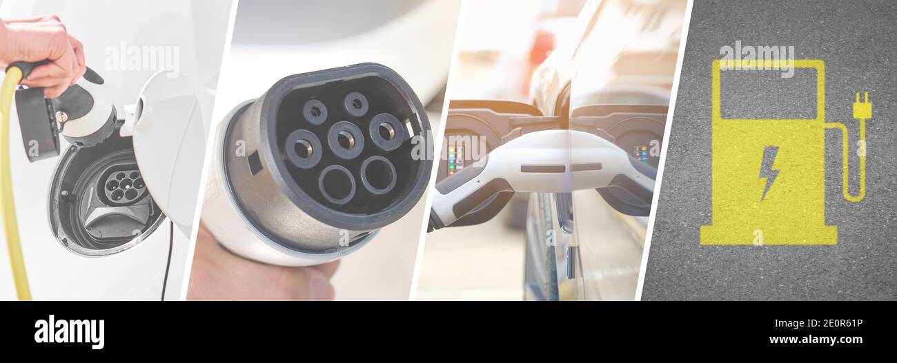 Electric Car Advertising Template - Banner Illustration with 4 Photos ...