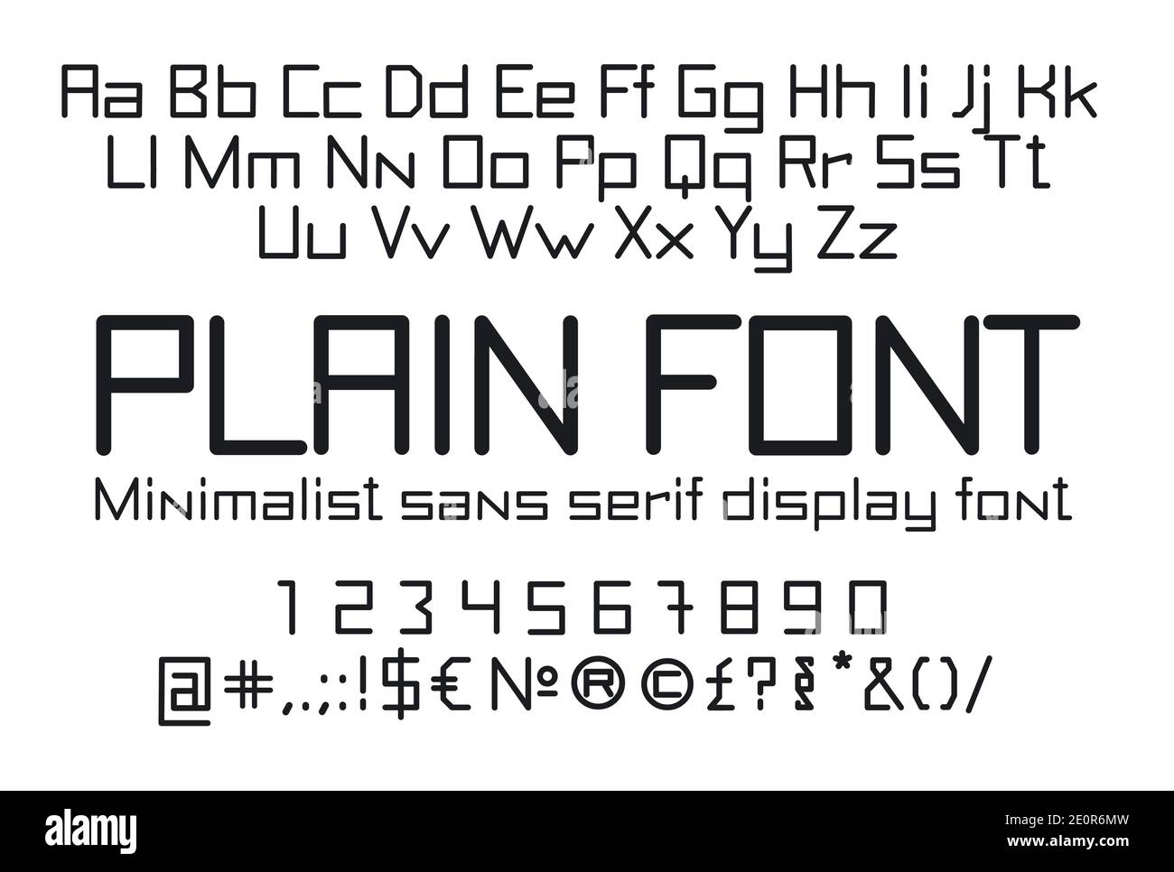 Straight linear font, uppercase and lowercase sans serif typography ...