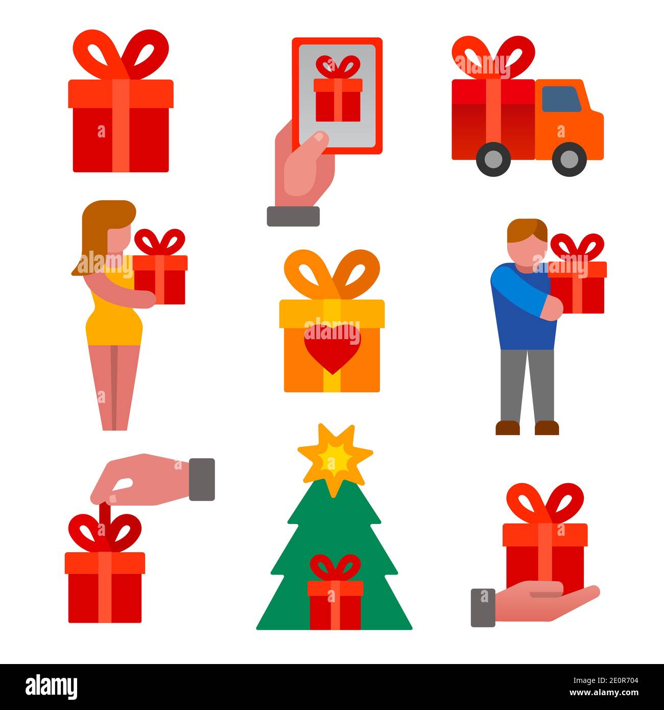 illustration of the gift and presents flat colorful icons set Stock Vector Image & Art - Alamy