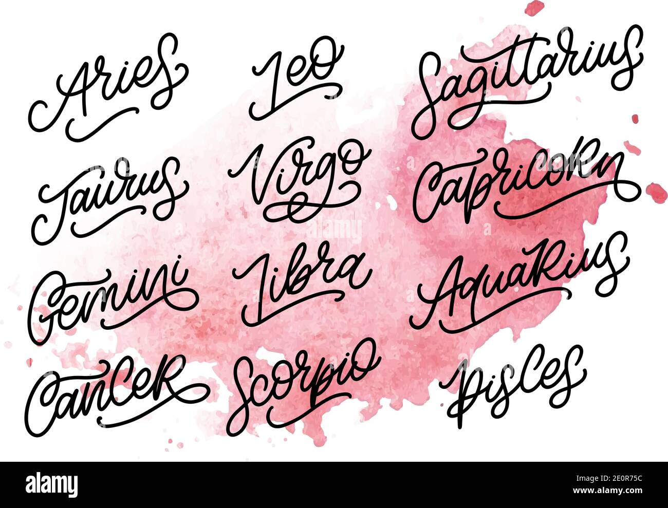 Zodiac lettering Vector Sign. Cartoon astrology text illustration ...