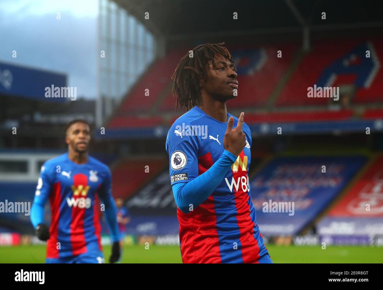 Crystal Palace's Eberechi Eze celebrates scoring his side's second goal ...
