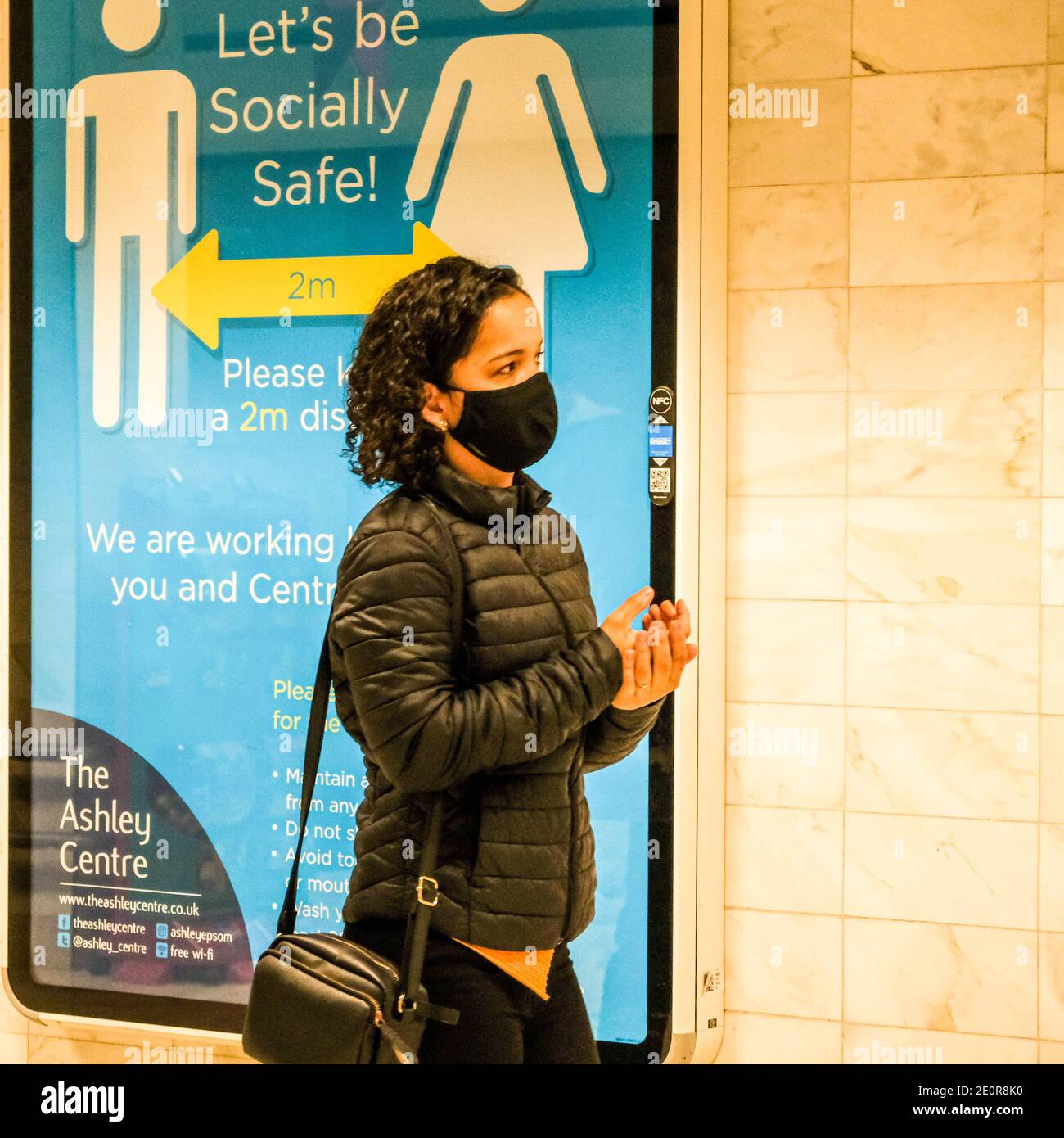 London UK, January 02 2021, Woman Wearing A Protective Face Mask ...