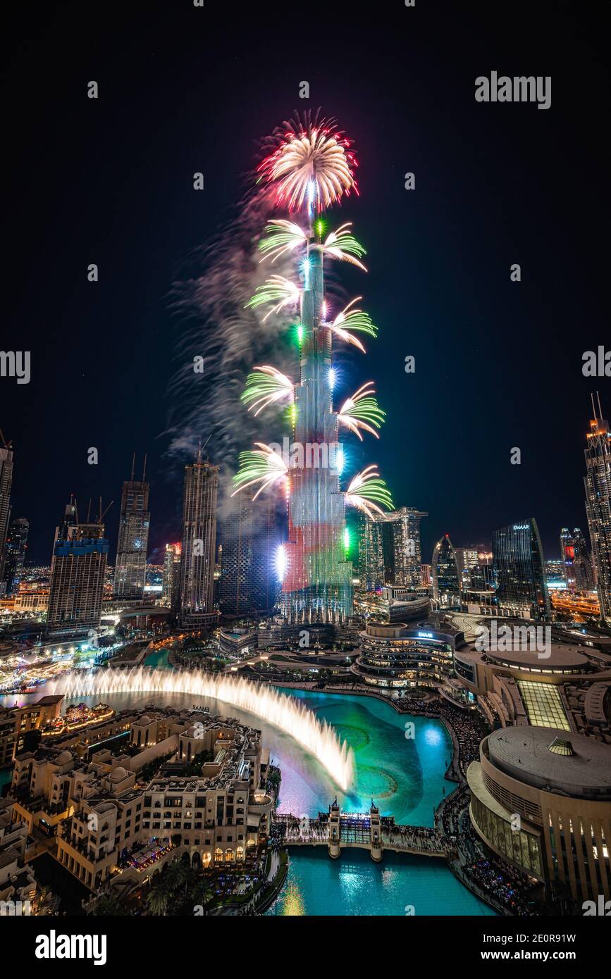 Dubai, United Arab Emirites. 31st Dec, 2020. The Burj Khalifa ...