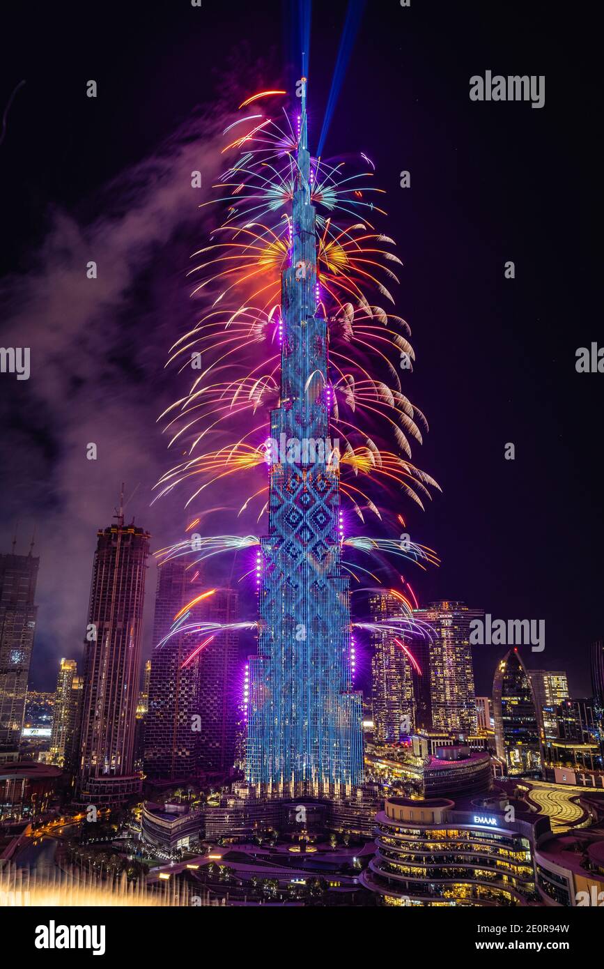 Dubai, United Arab Emirites. 31st Dec, 2020. The Burj Khalifa ...