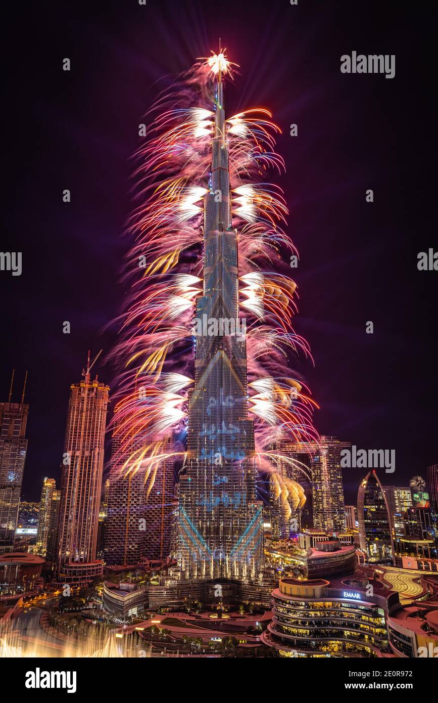 Dubai, United Arab Emirites. 31st Dec, 2020. The Burj Khalifa ...