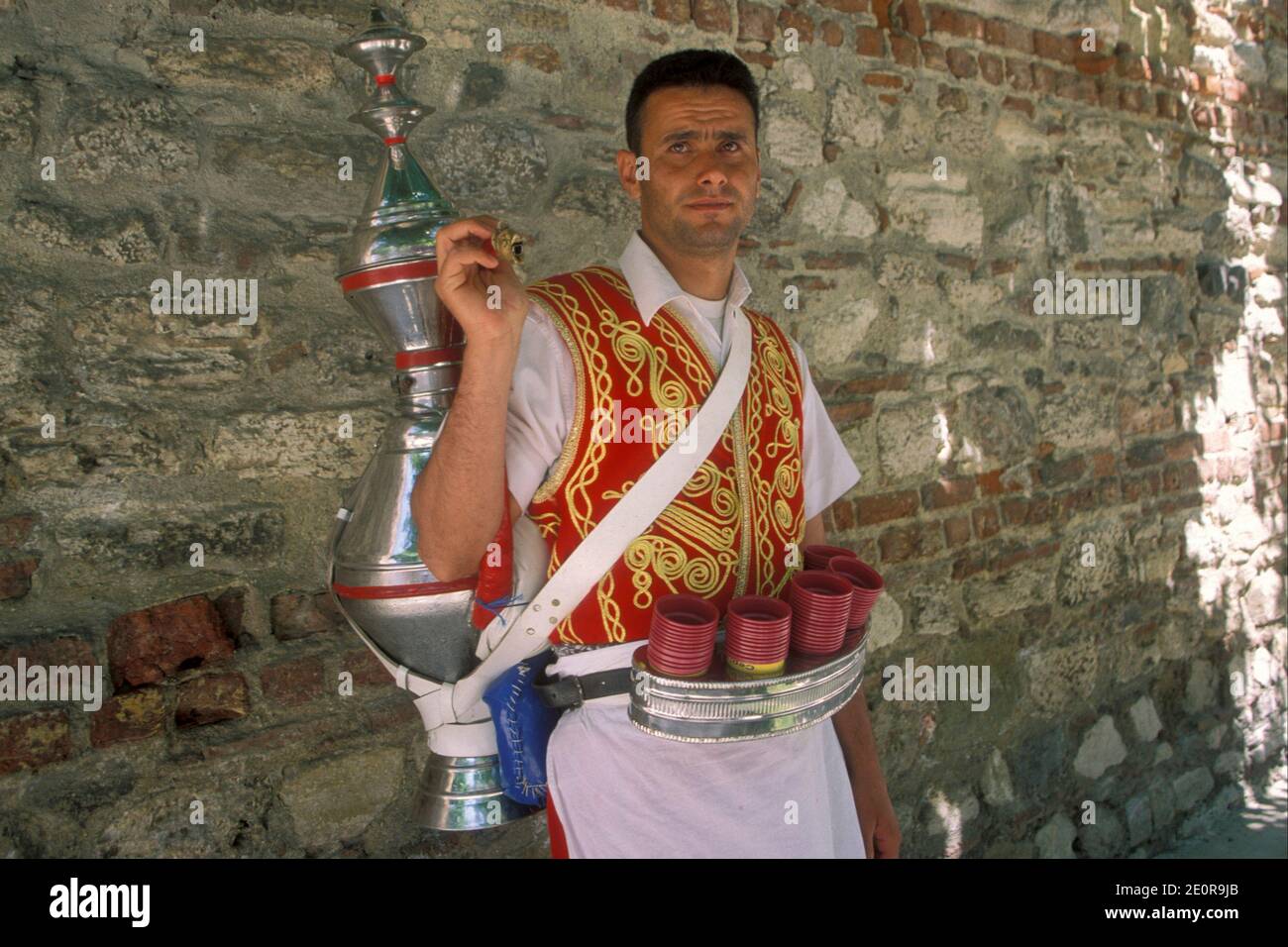 a traditional turkish water carrier or water salesmen in the old town ...