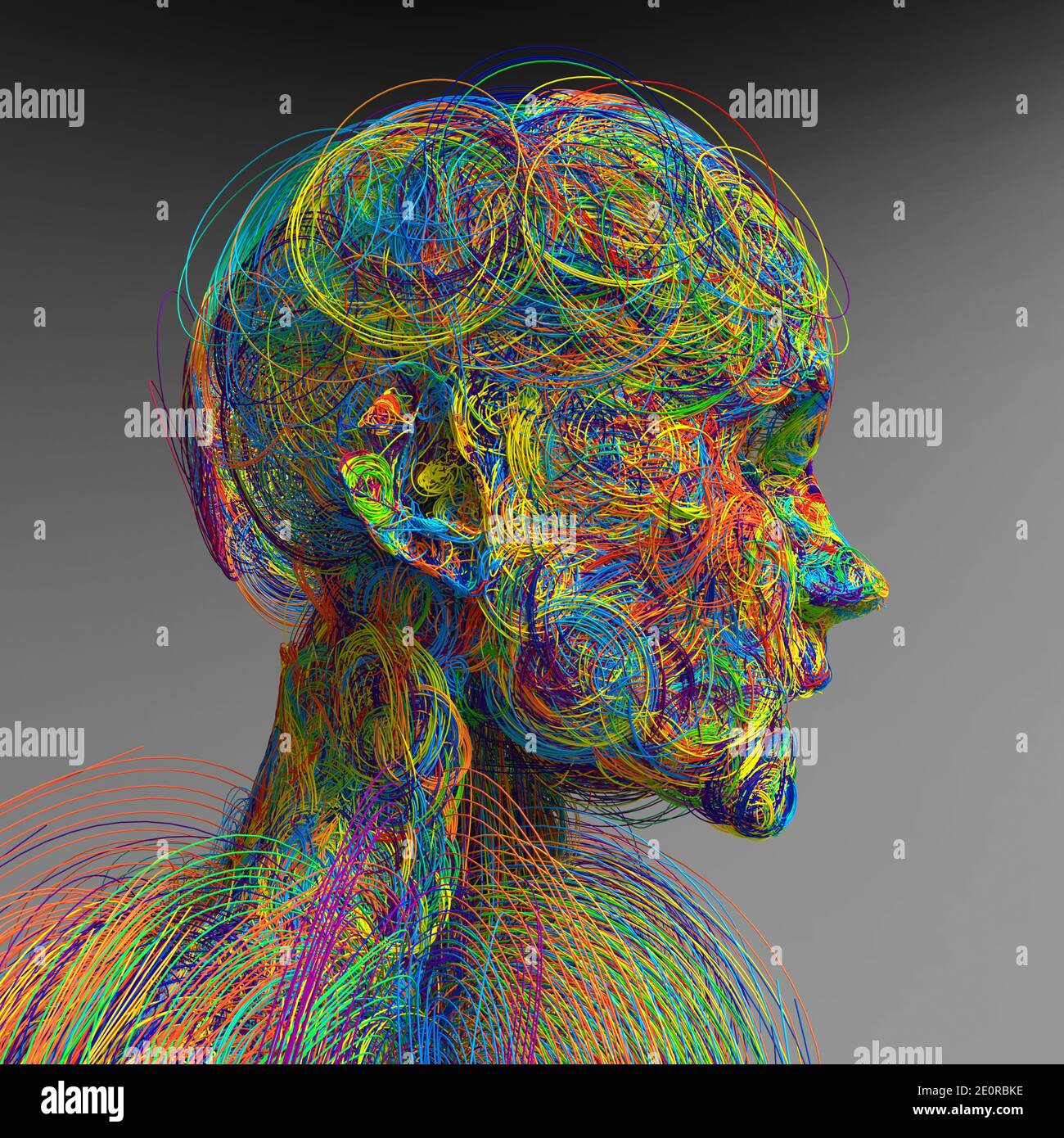 3d render. Abstract colored figure and lines Stock Photo - Alamy