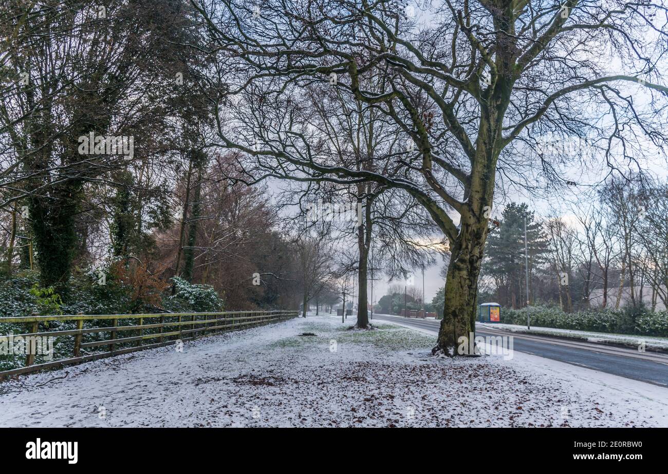 A New years eve scene on Manchester road in Woolston after snow fall ...