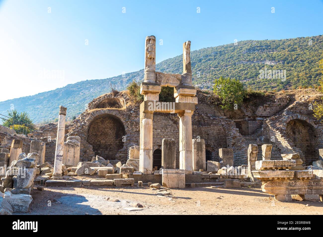 Ruins of the ancient city Ephesus, the ancient Greek city in Turkey, in ...