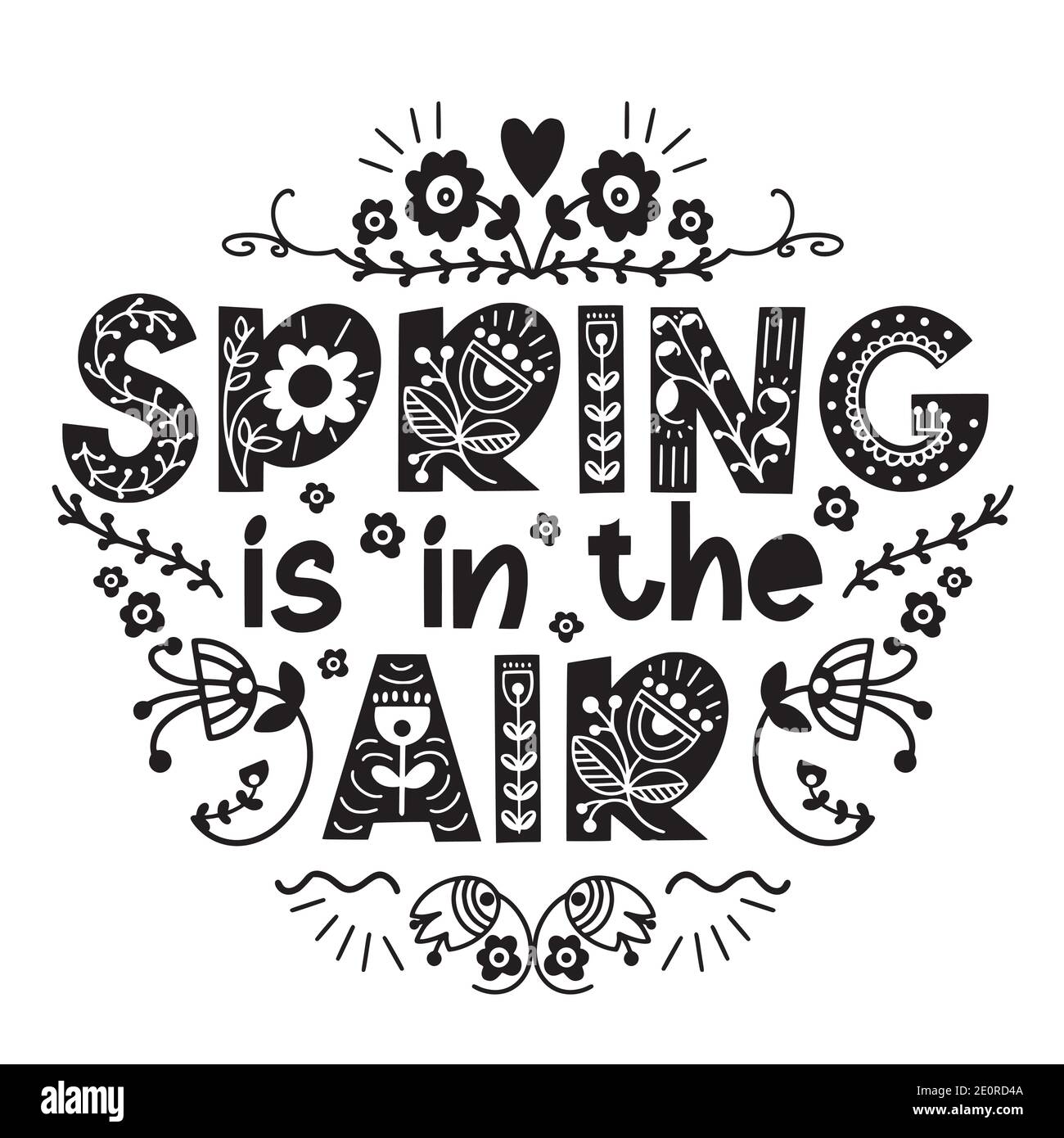 Hello Spring lettering. Spring is in the air. Elements for invitations ...