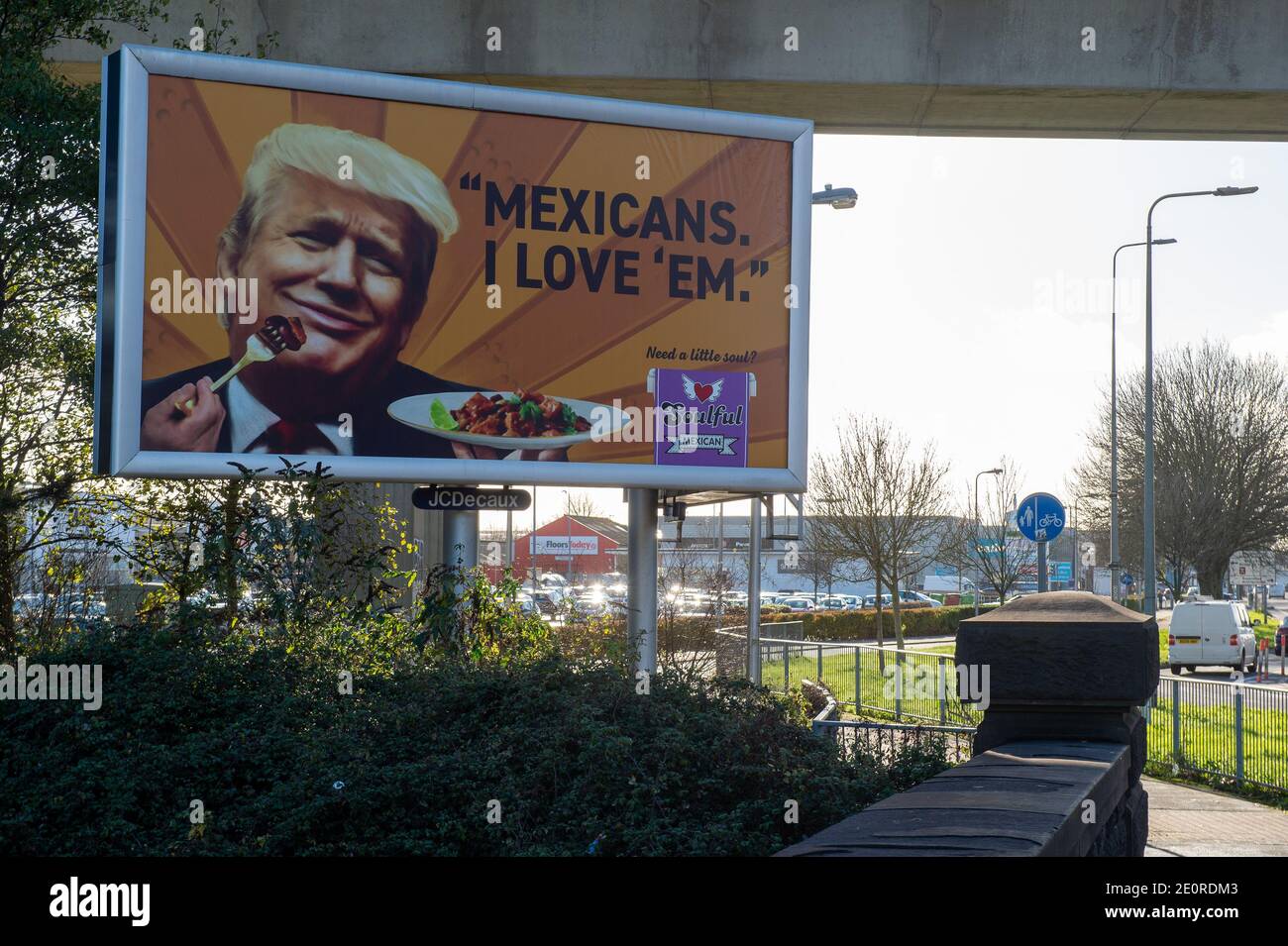 A Cardiff Mexican restaurant has erected a billboard with a US ...