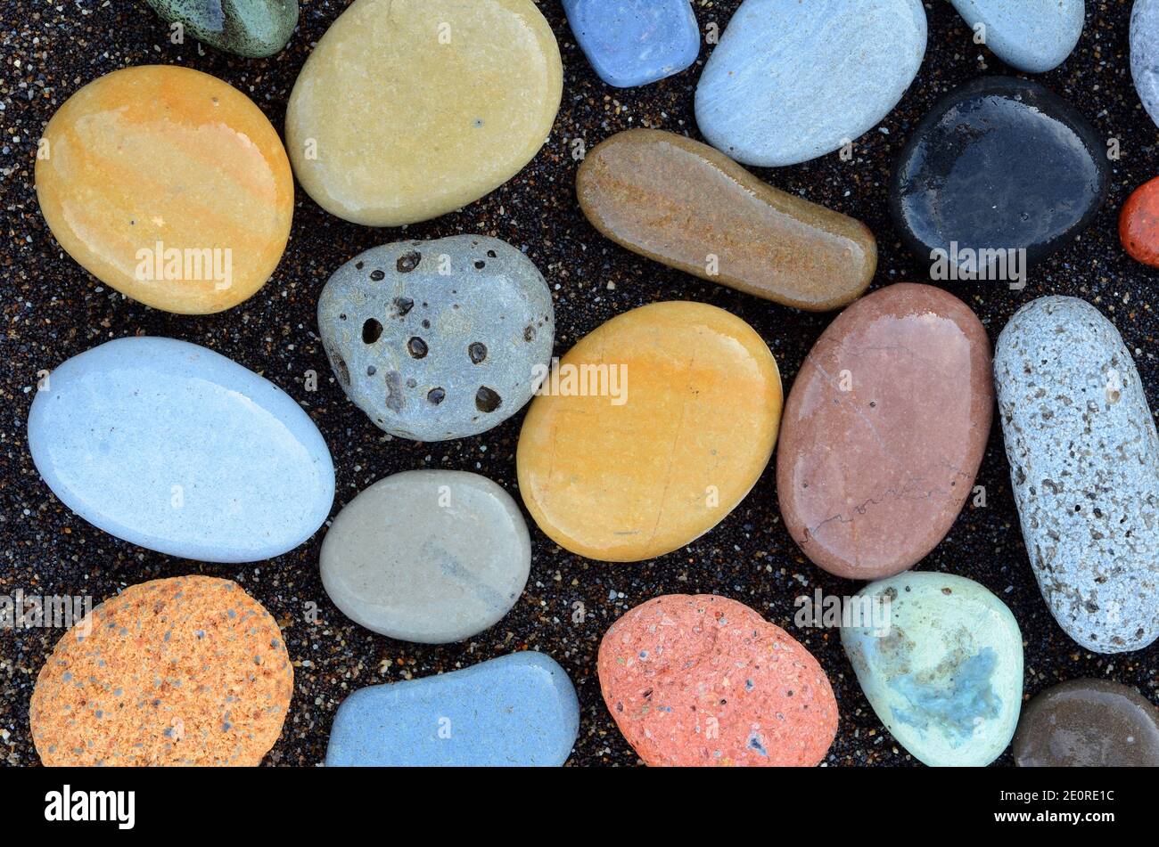 Composition of beautiful beach stones rounded by waves Stock Photo - Alamy
