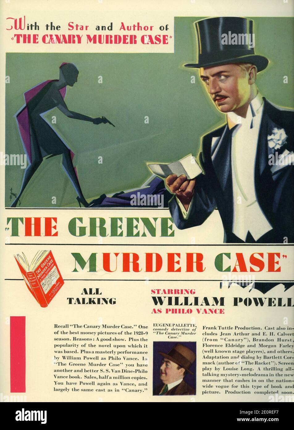 Promotional Artwork for WILLIAM POWELL as S.S. Van Dine's Philo Vance ...