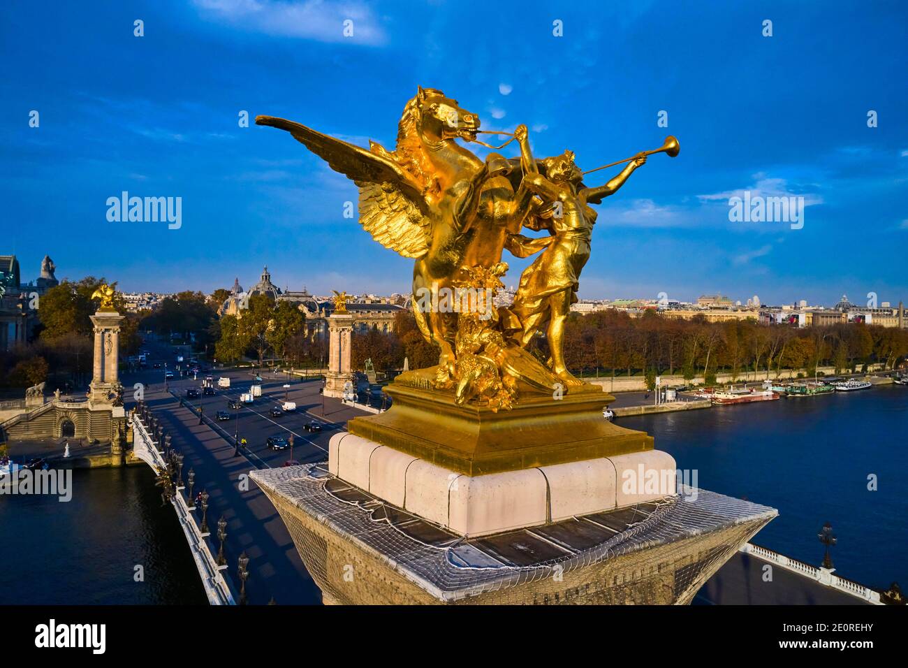 France, Paris, Alexandre III bridge, sculpture by Leopold Steiner ...
