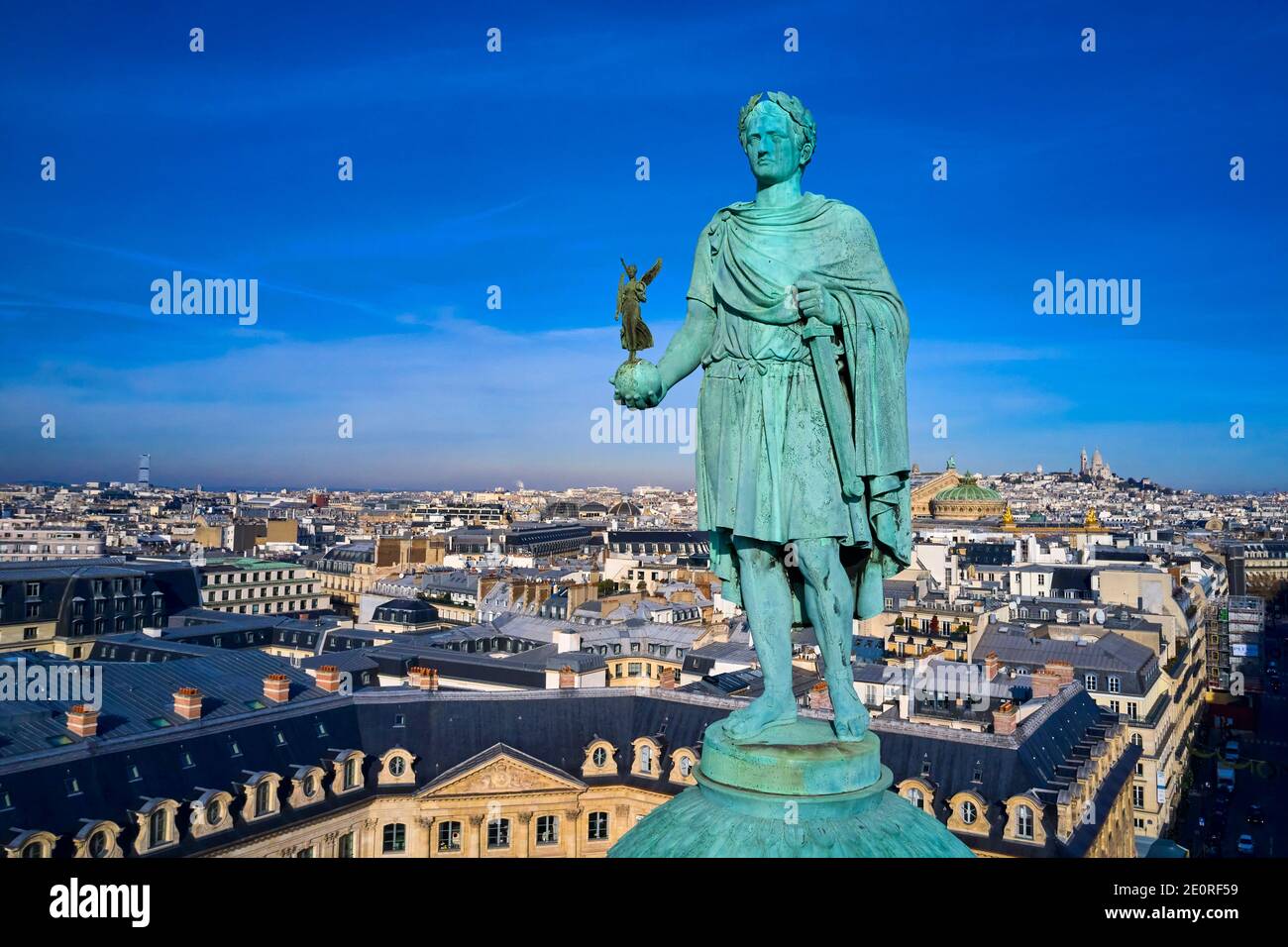 France, Paris, Place Vendome, the Vendome column with the statue of ...