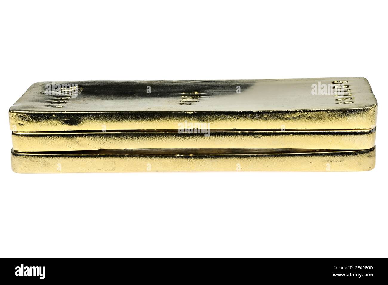 three 1 kg gold ingots isolated on white background Stock Photo - Alamy