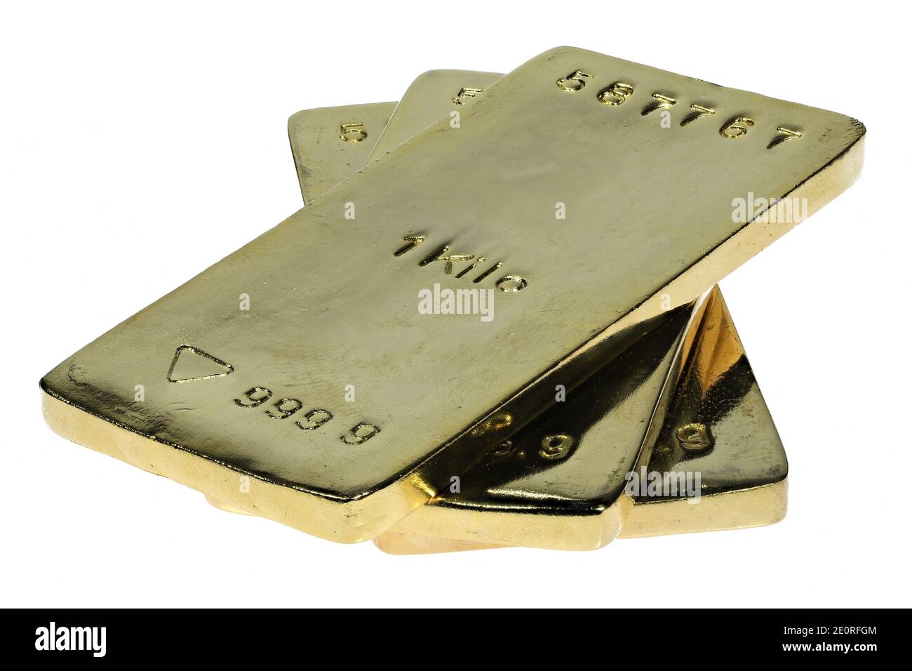 three 1 kg gold ingots isolated on white background Stock Photo - Alamy