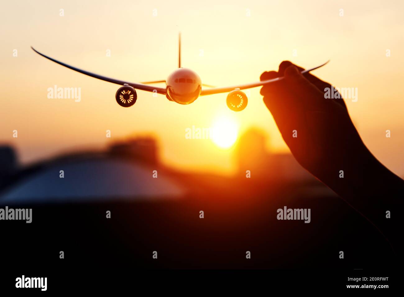 Concept of support and help to airlines. The plane is in caring hands ...