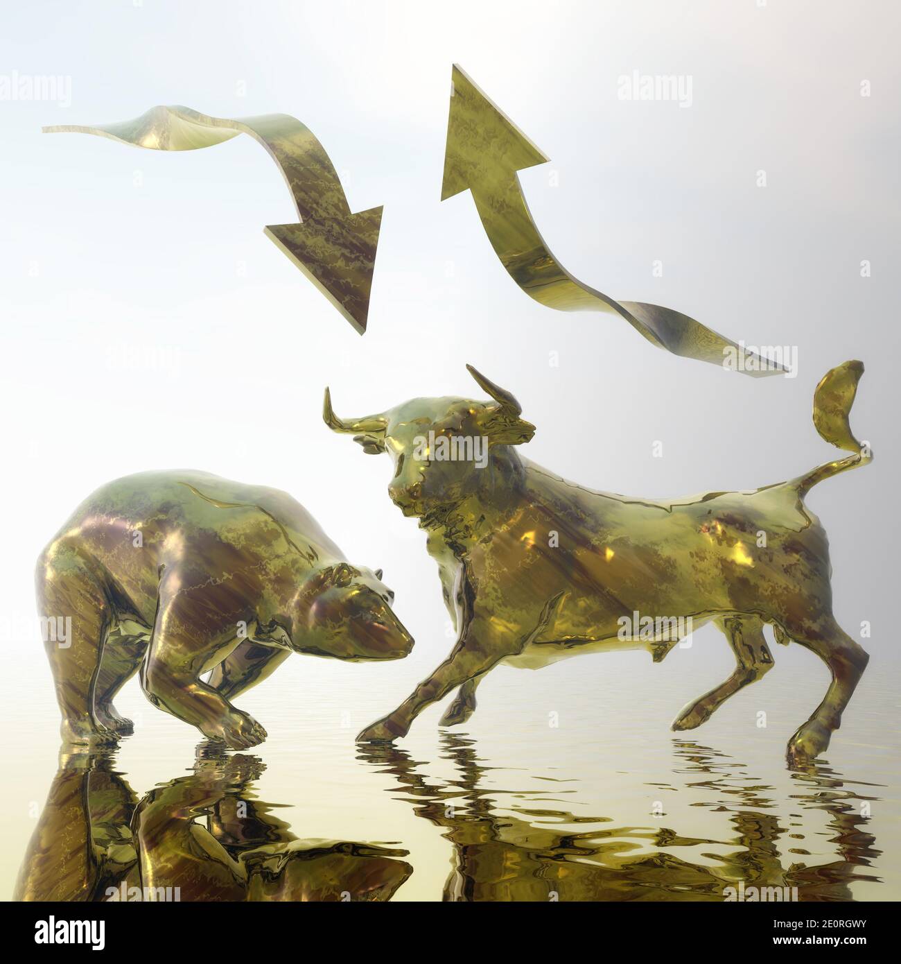 Digital Illustration Of Bull And Bear Stock Photo - Alamy
