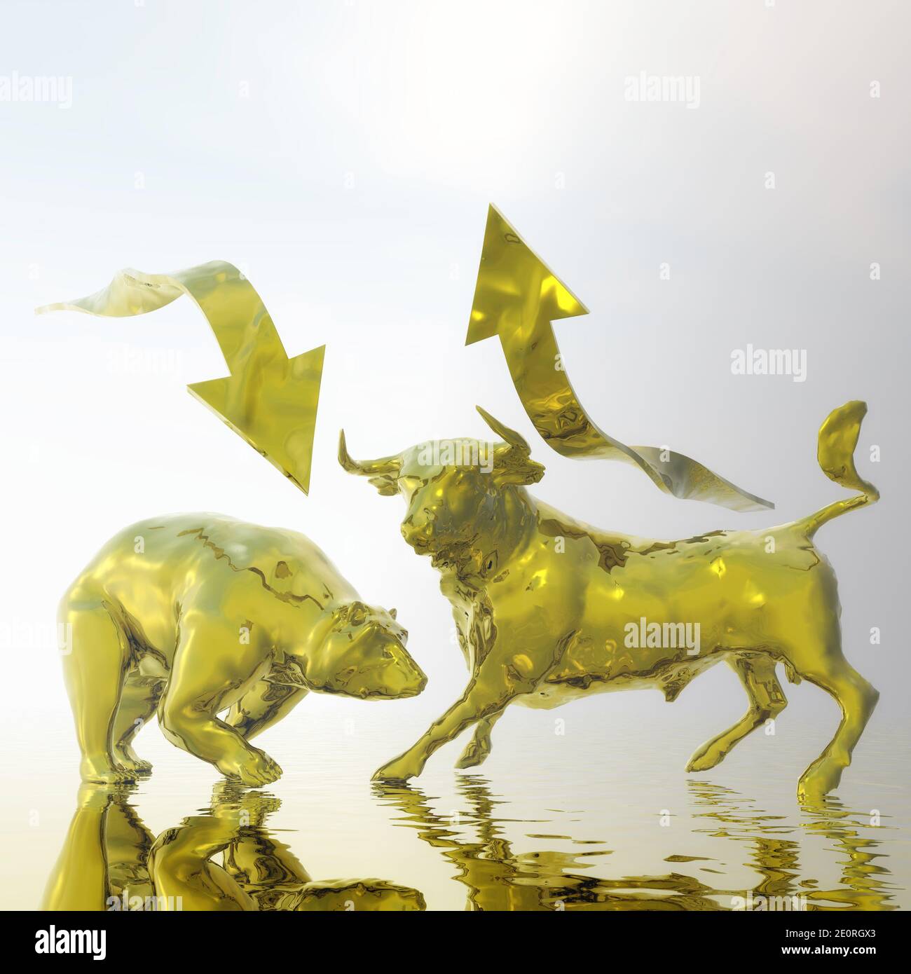 Digital Illustration Of Bull And Bear Stock Photo - Alamy
