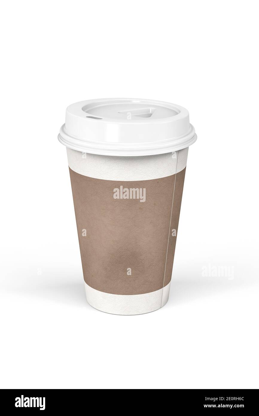 Cardboard coffee mug mockup on white background - 3D render Stock Photo ...