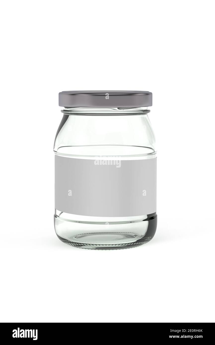 Empty round glass jar isolated on white background - 3d render Stock ...