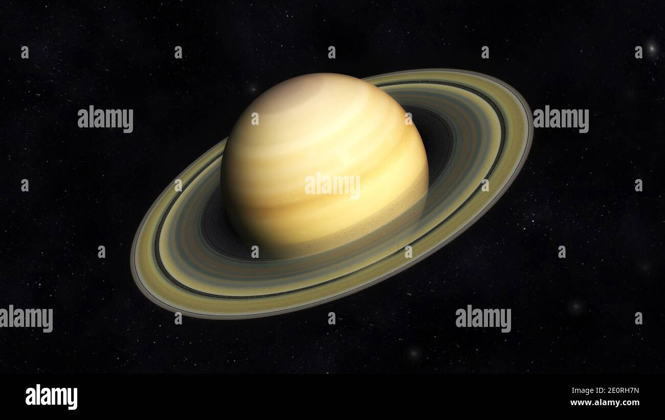 Digital Illustration Of Planet Saturn Stock Photo - Alamy