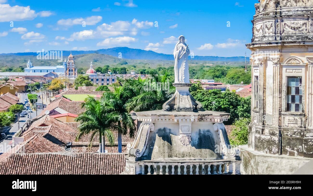View of the colonial city of Granada in Nicaragua, Central America ...