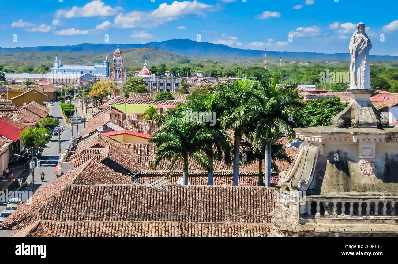 View of the colonial city of Granada in Nicaragua, Central America ...