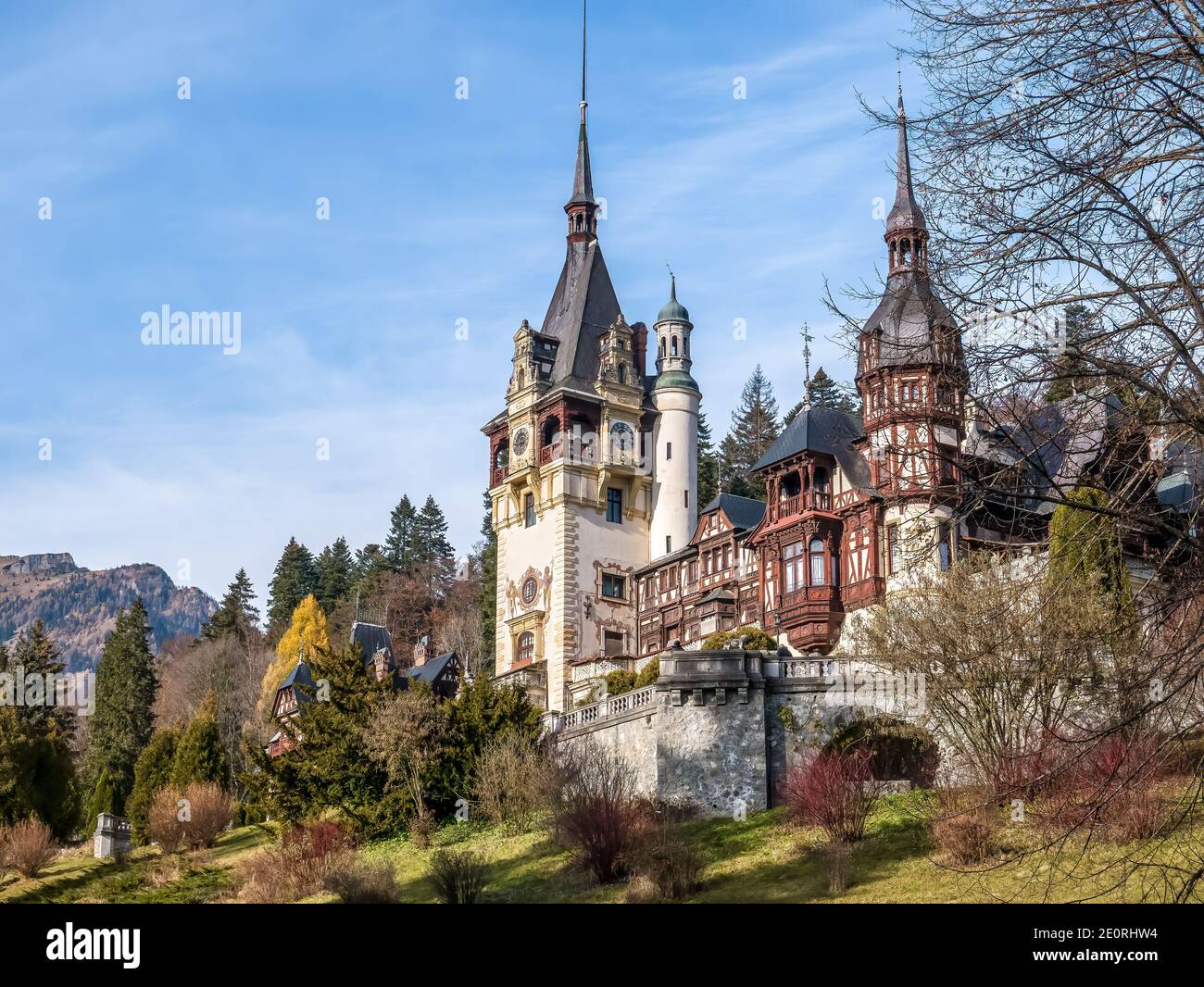 Sinaia Romania - 12.02.2020: The iconic Peles Castle built in the Neo ...
