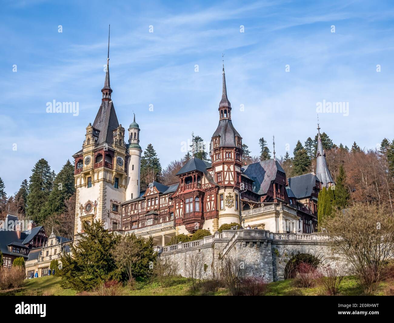 Sinaia Romania - 12.02.2020: The iconic Peles Castle built in the Neo ...