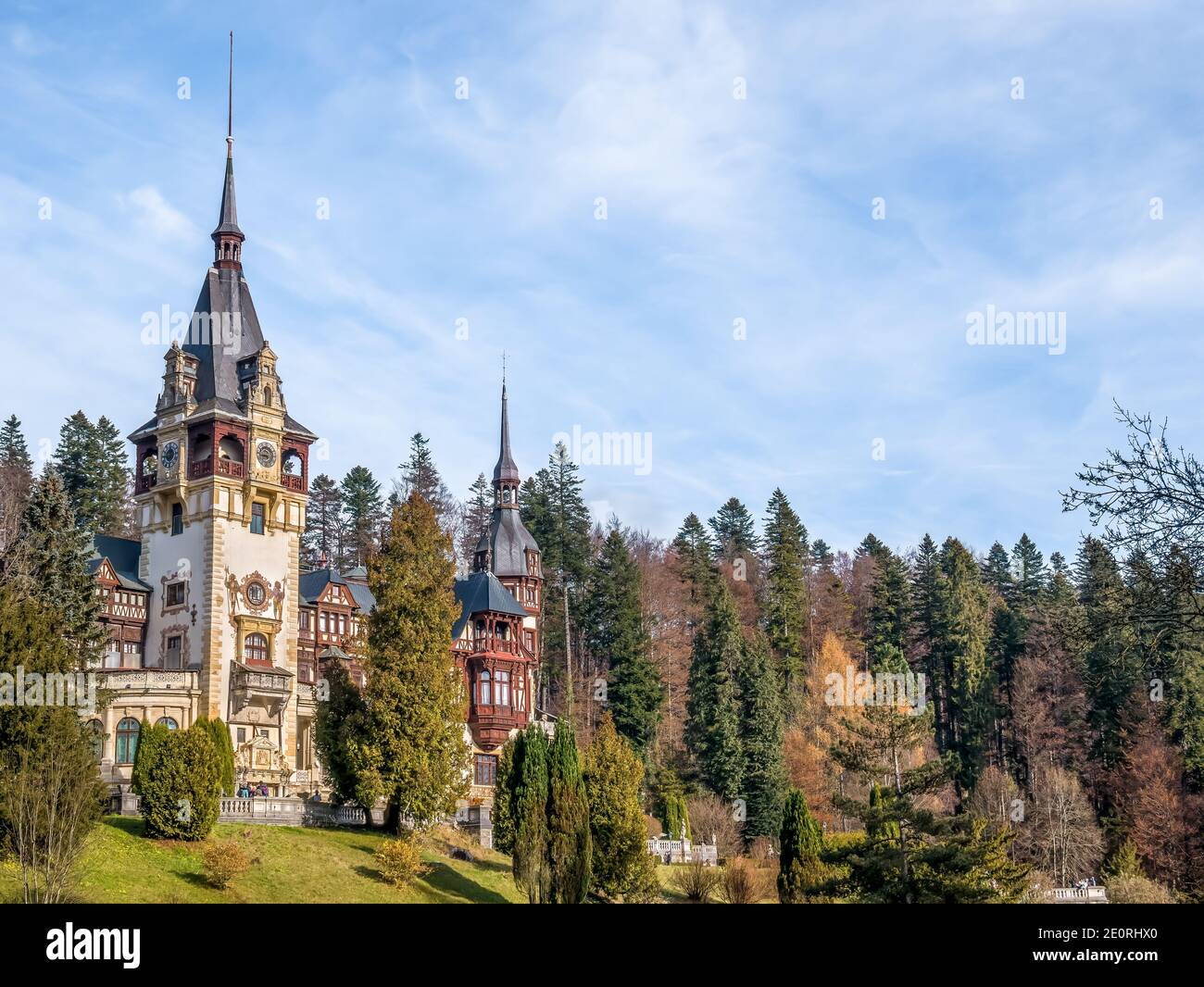 Sinaia Romania - 12.02.2020: The iconic Peles Castle built in the Neo ...